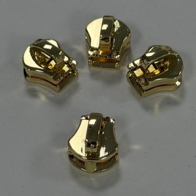 China Large Format #8 Real Gold Metal Zipper Slider Zinc Alloy Non Lock Box Slider for sale