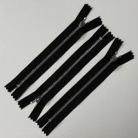 China Secure Engagement #3 Double Pointed Teeth Metal Zipper Highly Durable Bright Nickel for sale