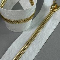 China Highly Durable #5 Double Pointed Teeth Metal Zipper Pull Sequence Bright Nickel for sale