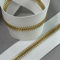 China Brass Metal Zipper Size 5 Double Pointed Teeth for Garments and Leather Goods for sale