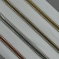 China Retro Luxe #5 Double Pointed Teeth Metal Zipper Bright Nickel 80cm for sale