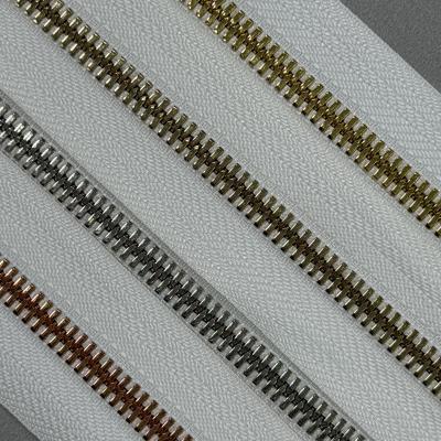 China Retro Luxe #5 Double Pointed Teeth Metal Zipper Bright Nickel 80cm for sale