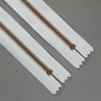China Solid Material #5 Double Pointed Teeth Metal Zipper Durable Rose Gold Finish for sale