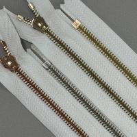 China Solid Material #5 Double Pointed Teeth Metal Zipper Durable Rose Gold Finish for sale