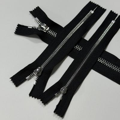 China High Gloss Texture #5 Euro Teeth Metal Zipper 55 cm Silver White Premium Finish for sale