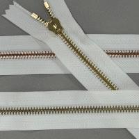 China Brass #5 Euro Teeth Metal Zipper Light Gold High Tensile Strength for Luxury Apparel for sale