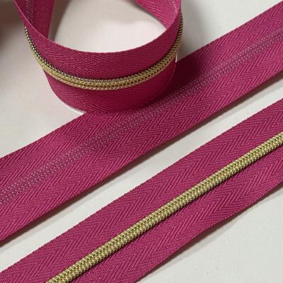 China Metallic Texture #3 Vacuum Plated Nylon Zipper Dense And Uniform for sale