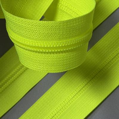China #5 Fluorescent Green Nylon Open Ended Zip Washable Highly Flexible for sale