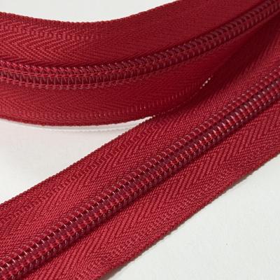 China Durable Red #5 Nylon Coil Zipper Smooth For Outerwear Sweatshirts for sale