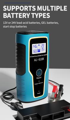 China Blue 12V 6A Digital Lead-Acid Battery Charger with Pulse Repair for sale