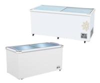 China Flat Glass Door Deep Freeze Island R134a R404 Static Cooling for sale