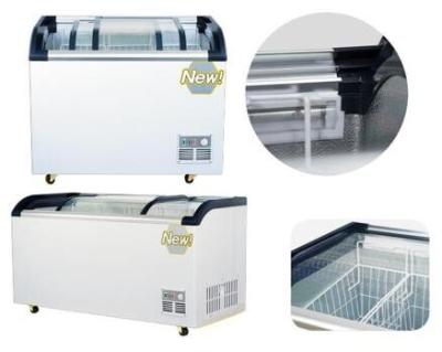China Curved Sliding Glass Door Commercial Ice Cream Display Freezer glass top island freezer for sale