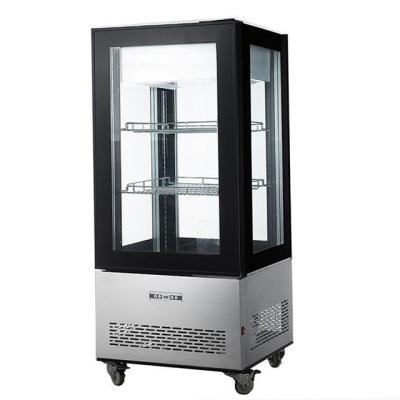 China 550L Upright Glass Door Cooler Four Side Glass Refrigerated Display Case for sale