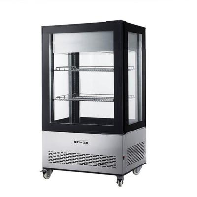 China Four Side Commercial Glass Door Freezer 350L Ventilated Cooling for sale