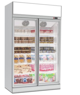 China 2 Door Upright Glass Door Freezer Condensing Unit Top Mounted Plug In Type for sale
