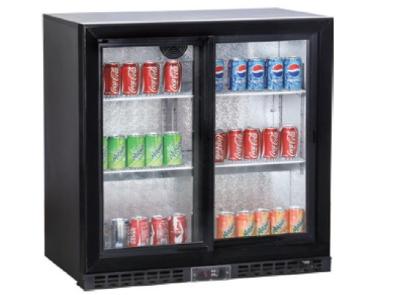 China 208L Commercial 2 Glass Door Undercounter Bar Refrigerator ,Back Bar Under Counter Chiller, 2 sliding door for sale