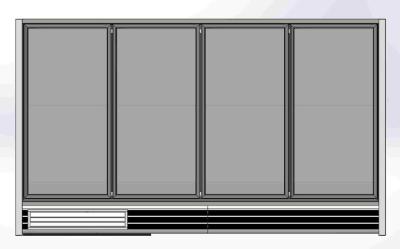 China Self Contained 4 glass door upright freezer 10ft With 30'' Wide Glass Door for sale