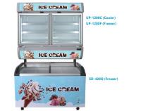 China Air cooling 1200L Commercial Glass Door Cooler Glass Door Refrigerator Freezer Combo for sale