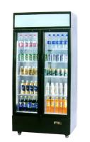 China Beverage Double Door Upright Display Freezer With Canopy Ventilated Cooling for sale