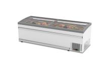 China 800L 1100L Glass Door Chest Freezer R290 R404A Island Freezer Sliding glass doors for sale