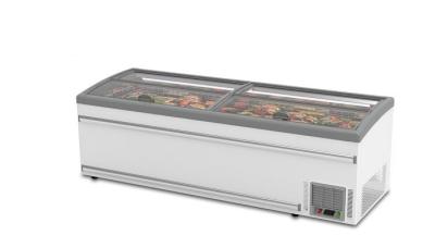 China 800L 1100L Glass Door Chest Freezer R290 R404A Island Freezer Sliding glass doors for sale