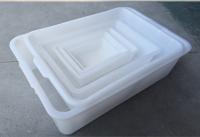 China Plastic Rectangular White Supermarket Kitchen Ice Tray Food Square Basin Barbecue Storage Box for sale