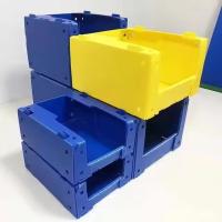 China Flat Pack Blue Corrugated Plastic Parts Bins Stackable PP Shelf Stake Bins Corflute K Bins for sale