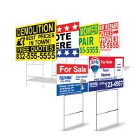China Corrugated UV Printed Plastics H Stake Blank Lawn Coroplast Yard Signs for sale
