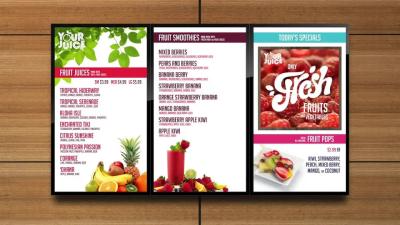 China 43 Inch Commercial Digital Menu Board with 2500 Nits Brightness and 1920x1080 Resolution for Automotive Cafes for sale