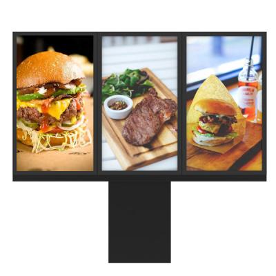 China 55-inch Outdoor Drive-Thru Menu Board System with 3000nits Brightness and 3-Screen Splicing Capability for sale
