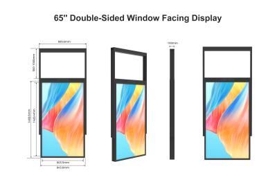 China 65 Inch Double Sided LCD Display 3840x2160 2500nit Outdoor Sunlight Readable Window Hanging for sale