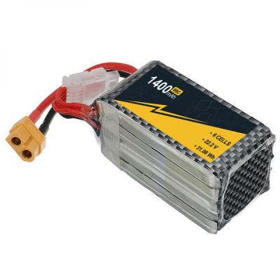 China 22.2V 6s FPV Lipo Battery 1400mAh 65C for sale