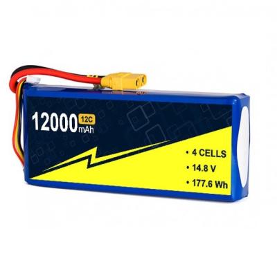 China 14.8V 12000mAh 4S UAV Lipo Battery 12C 25C With W/XT-30 For Helicopter Airplane for sale