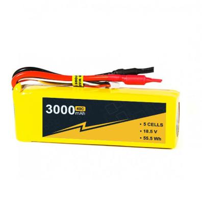 China 3000mAh 5S1p 18.5V RC Drone Lipo Battery 40C-80c JST-XH Light Weight for sale