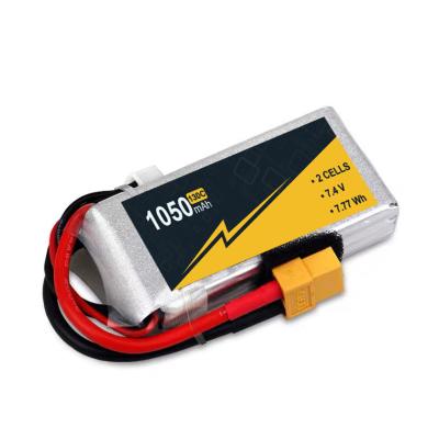 China Lightweight 1050mAh 7.4V 2s RC Boat Battery 130C High Energy Density for sale