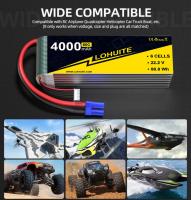 China Powerful 4000mAh 6S Battery Dean 60C 6S LIPO BATTERY 22.2V 590g Discharge Rate 30C-60c for sale
