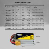 China 1300mah 11.1v Li-polymer Battery XT60g 3S With 70C-140c Discharge Rate for sale