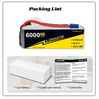 China 22.2V 6000mAh 6S Lipo Battery Dean 50C/100C 6S Lipo Battery 6000MAH For RC for sale