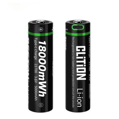 China 21700 3.6V 5000mAh Rechargeable Lithium Ion Battery Reusable For Flashlight for sale