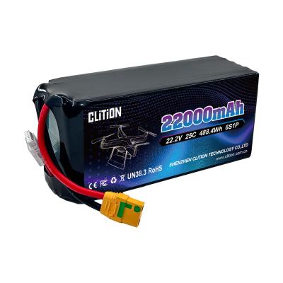 China 22.2V 22000mAh 25C Battery OEM / ODM Drone Lithium Polymer Battery for sale