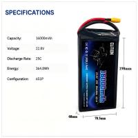 China High Capacity 6S Drone Battery 22.8V 16000mAh 25C Lipo Battery Pack for sale