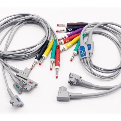 China Compatible With PH-ILIPS ECG Cable TC30 TC50 TC70 4 Limb Leads 6 Chest Leads ECG Cable for sale