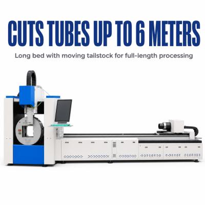China 6 Meters Industrial Laser Pipe Cutter, Heavy‑Duty Fiber Laser Tube Cutting Equipment for Round Square Metal Tubes for sale