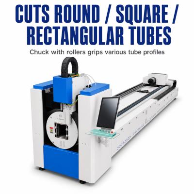 China  CNC Fiber Laser Tube Cutting Machine, Chuck With Rollers for Round Square Rectangular Metal Tube Profiles Cutting for sale