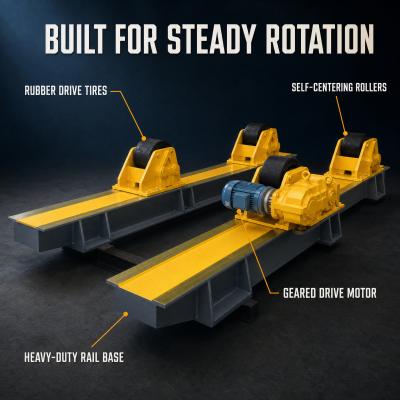 China Variable Speed Self-Centering Welding Rotator, Self-Adjusting Roller Design for Large & Small Cylindrical Workpieces for sale