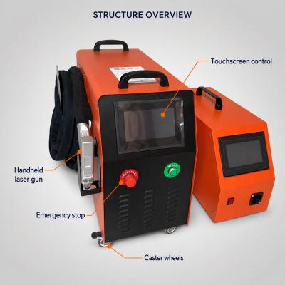 China 3 in 1 Self-Cooling Handheld Fiber Laser Welder | Welding, Cutting & Rust Removal Portable Laser Machine with Touch Screen and Caster Wheels for sale