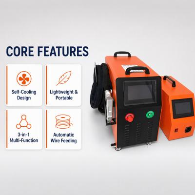 China Portable Handheld Laser Welding Machine Built-in Air Cooling System, 3 Functions Weld Cut Rust Clean, Mobile Design with Casters & Emergency Stop for sale