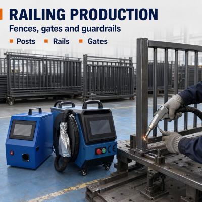 China 3-in-1 Air Cooled Handheld Fiber Laser Welder for Railing Production, Welding Fences Gates Guardrails Posts Rails, Portable Metal Welding Cutting Cleaning Machine for sale