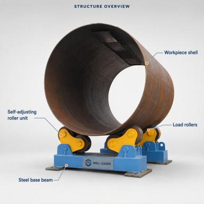 China Well Leader Self-Aligning Welding Roller Bed, Stable Rotation for Large Diameter Pipe & Pressure Vessel Fabrication for sale