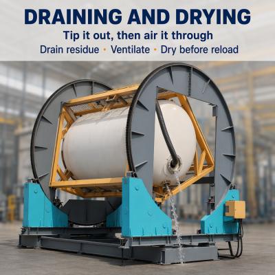 China Universal 20ft & 40ft ISO Tank Turning Machine for Manhole Service, Valve Repair, Gasket & Seal Installation for sale